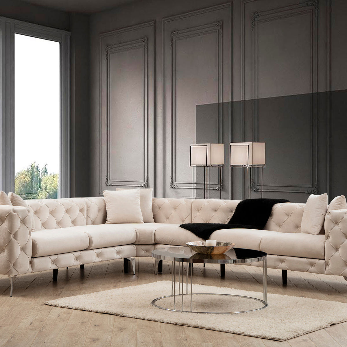 Hoekbank Links Como Ecru | Dimehouse