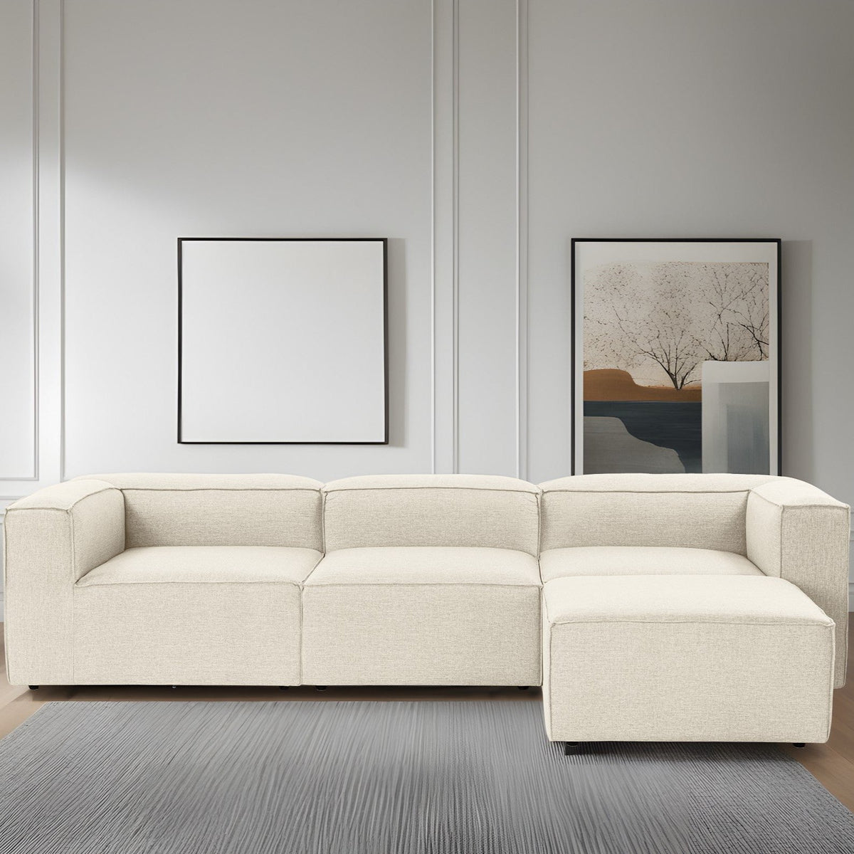 Modulaire bank 3-zits met hocker Fora ecru - Scherp Geprijsd! – Dimehouse