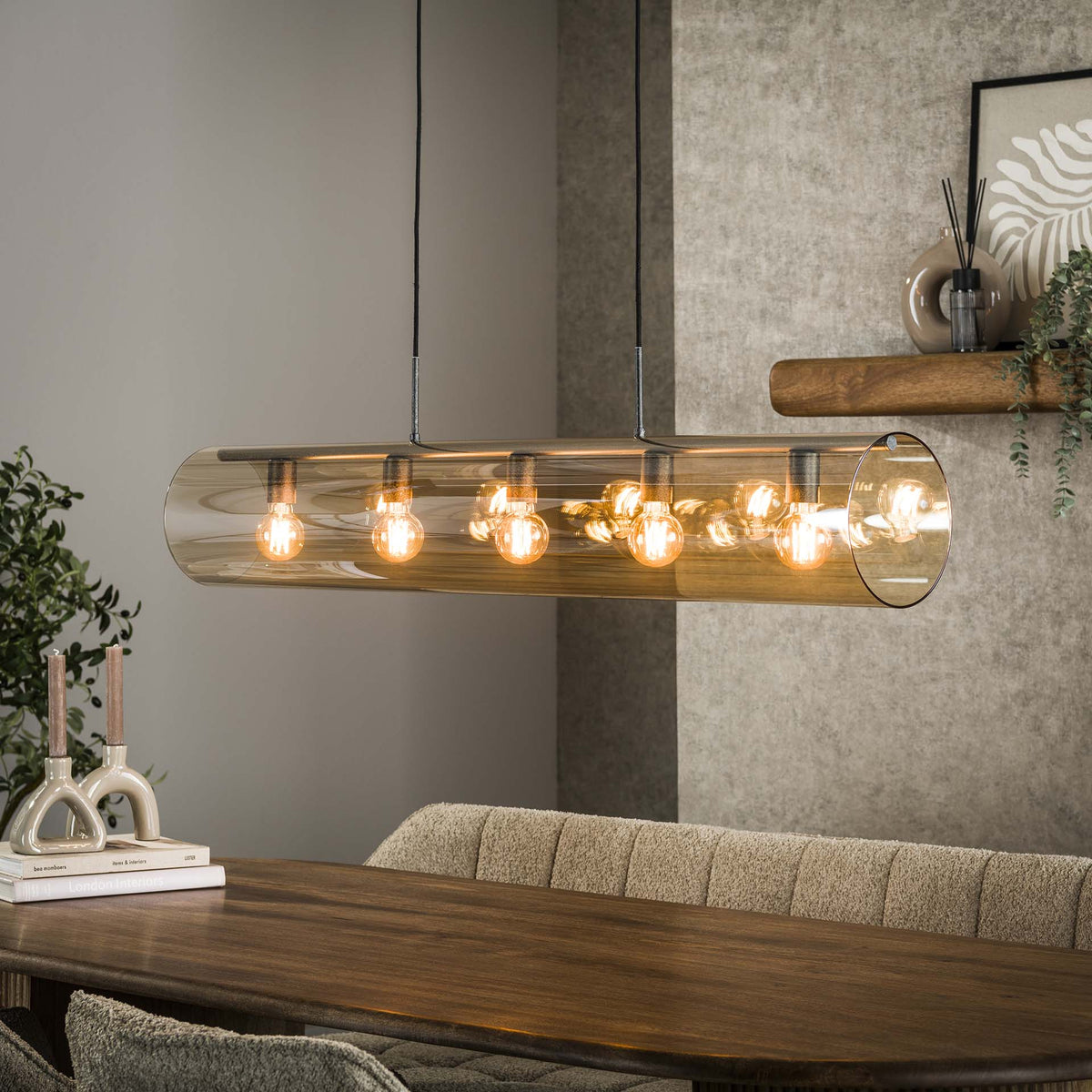 Hanglamp Cai 5-lichts amber glas – Dimehouse