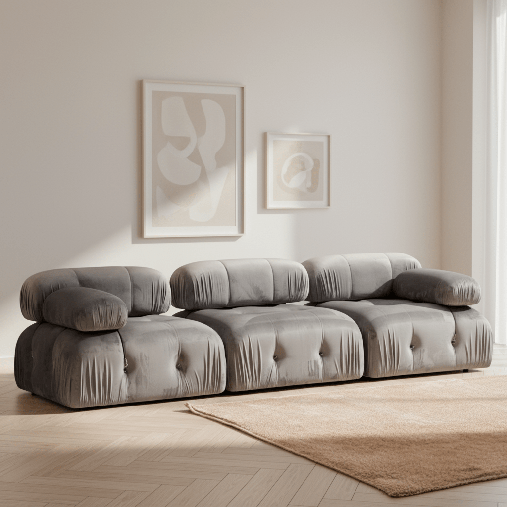 Modulaire bank 3-zits Bubble velvet grijs | Dimehouse