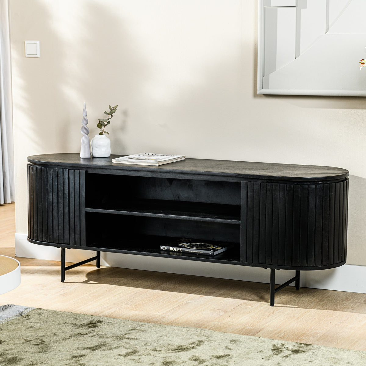 TV Meubel Judith Zwart Acaciahout | Dimehouse